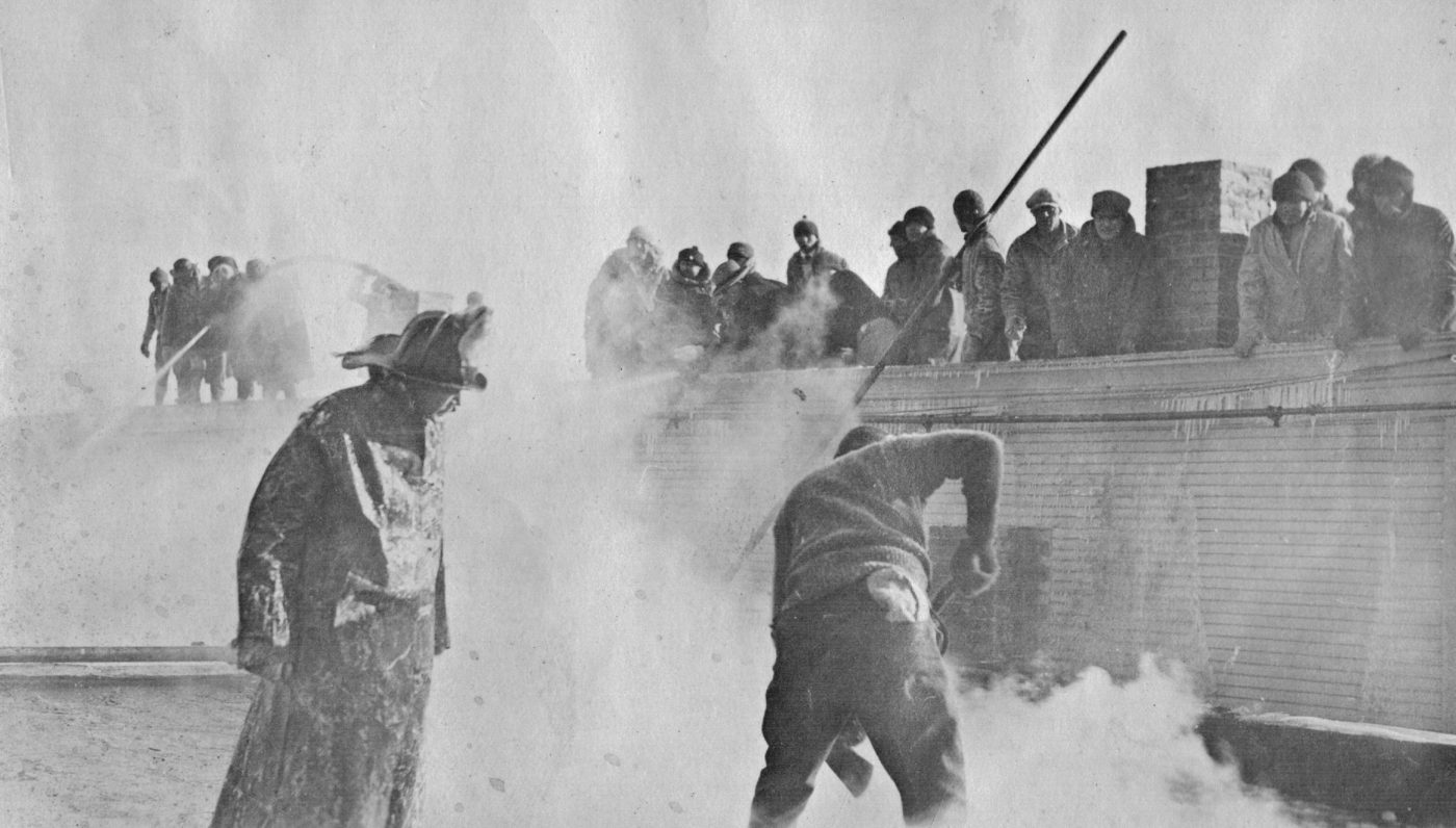 Firefighters battling a blaze