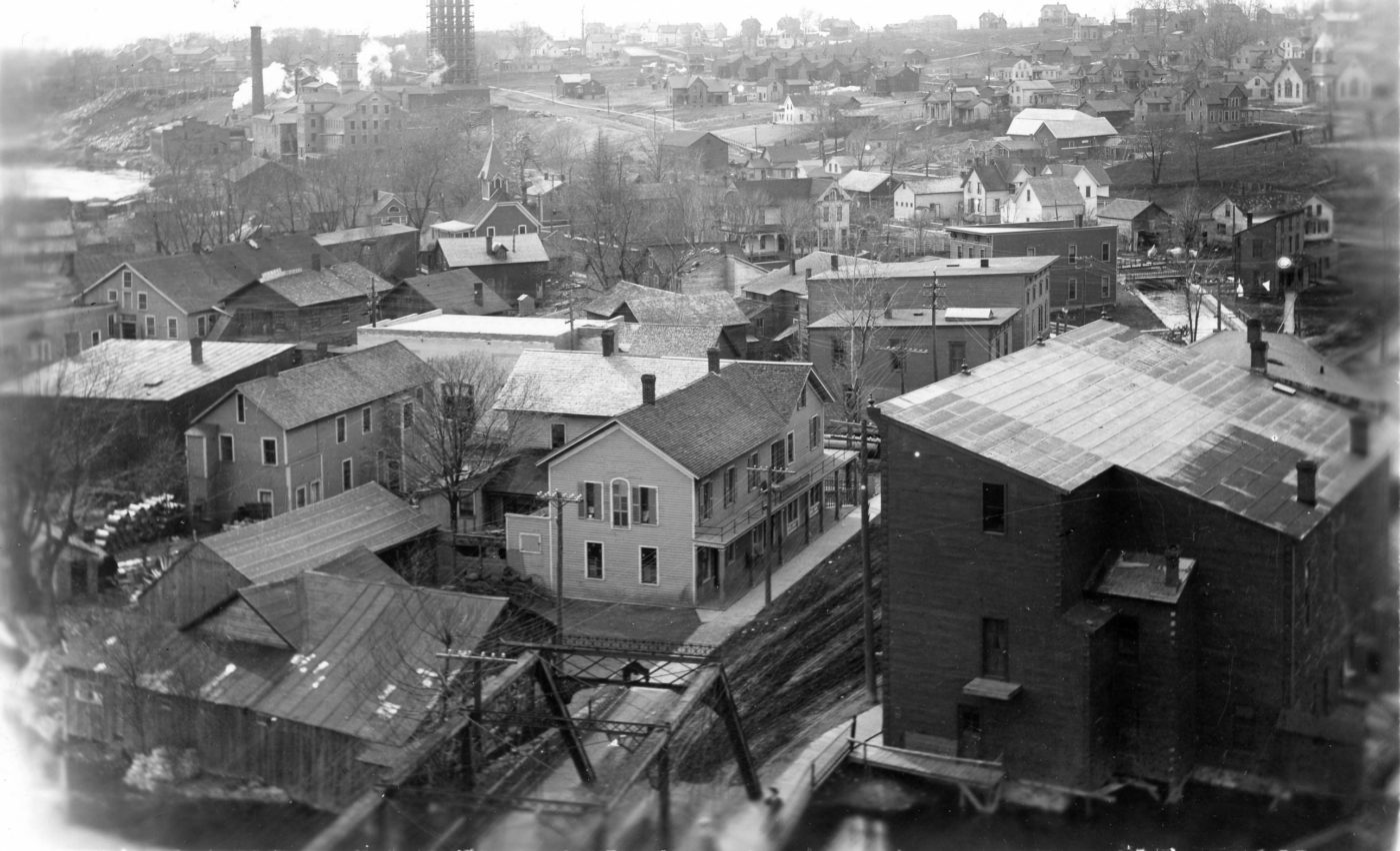 View of Dexter looking northwest from Fish Island