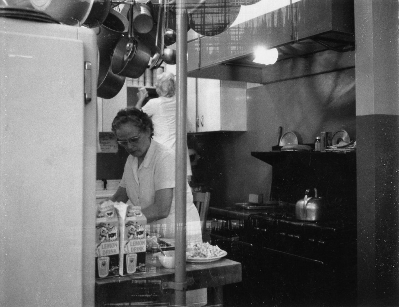 School cooks working in the cafeteria kitchen in Great Bend