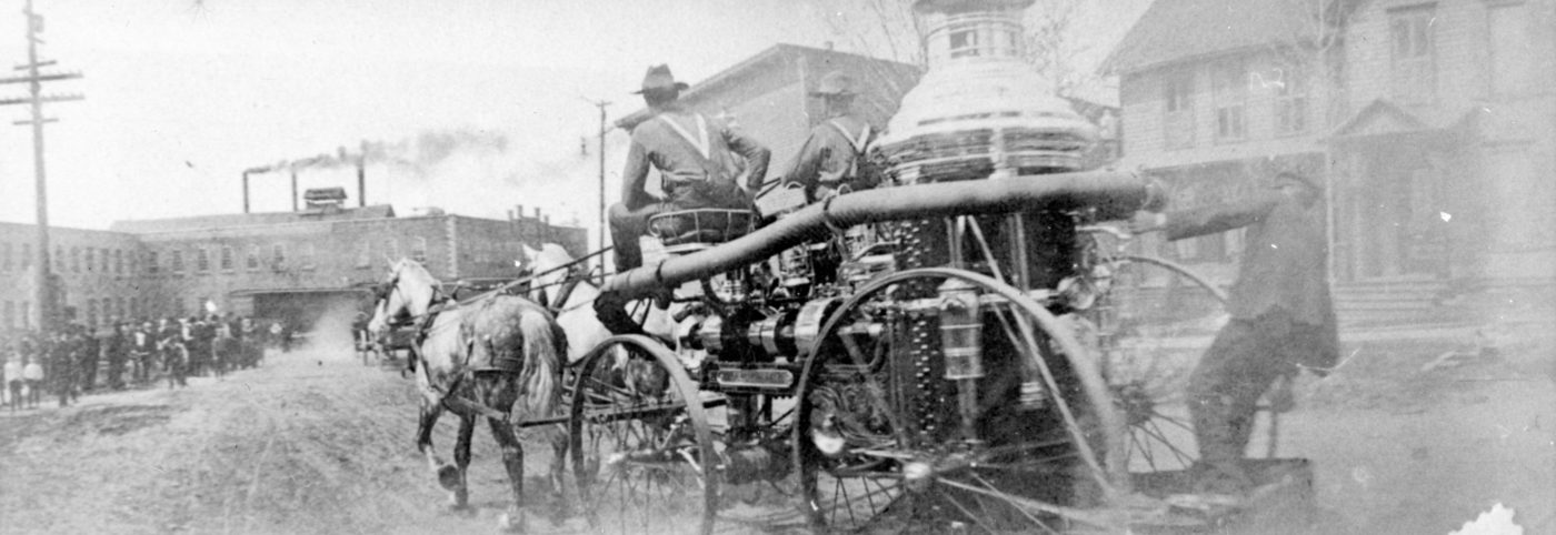 Steam fire engine en route to paper mill in Carthage