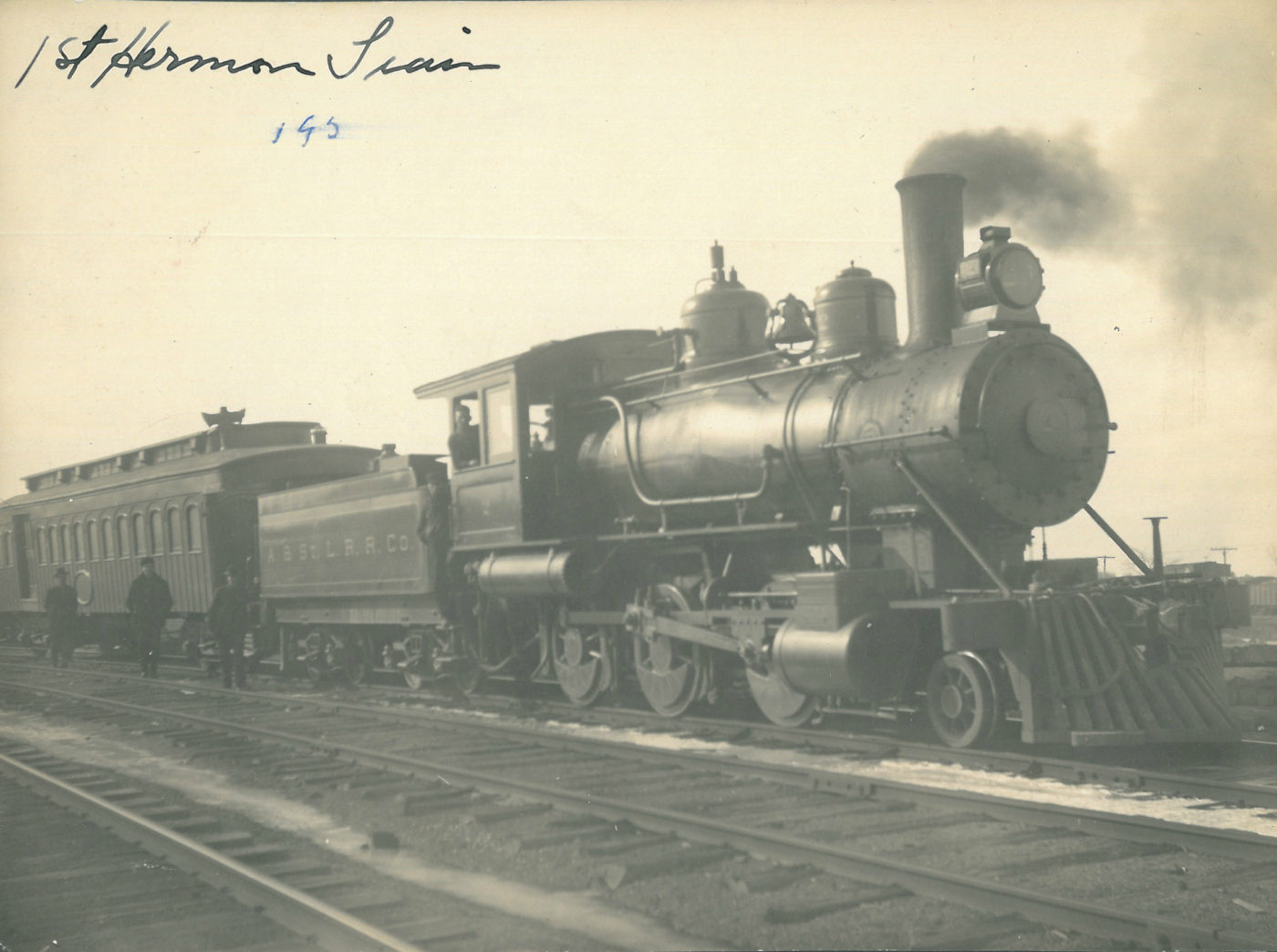 Adirondack & St. Lawrence Railroad train and employees in De Kalb ...