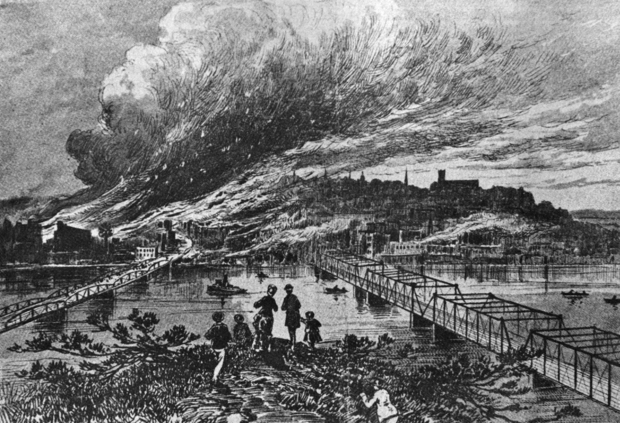 Sketch of 1884 fire in West Carthage and Carthage
