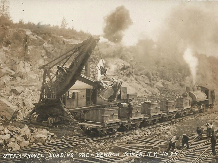 Steam shovel loads ore into ore cars at Hooper’s Mine in North River