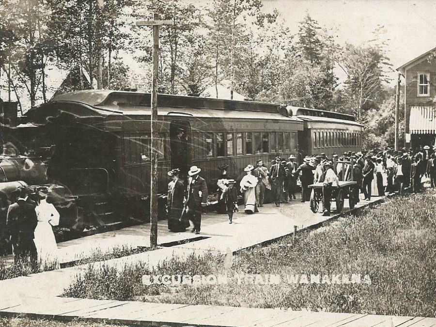 Grasse River Railroad with log loader in Cranberry Lake