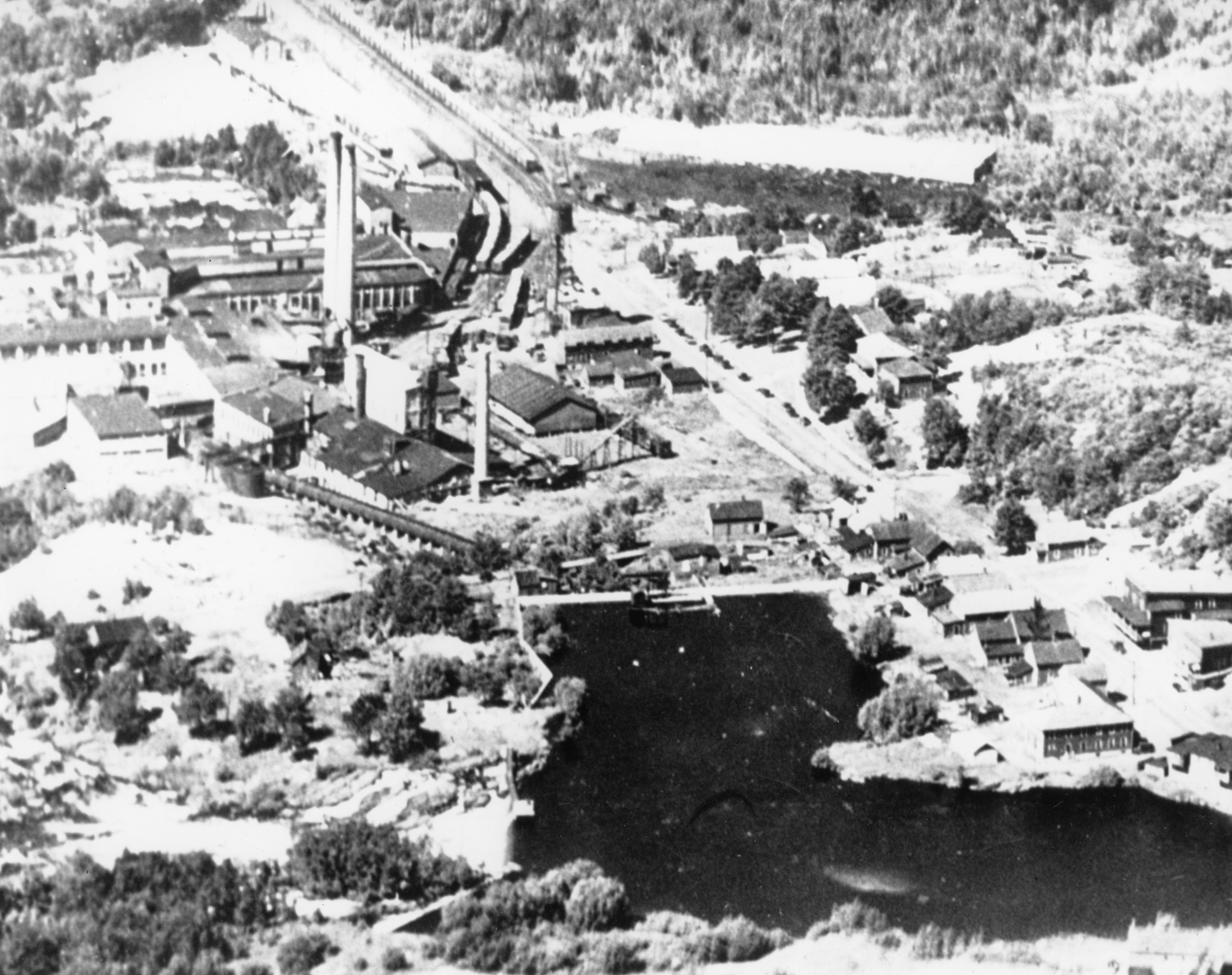 Aerial shot of the DeGrasse Paper Company in Pyrites