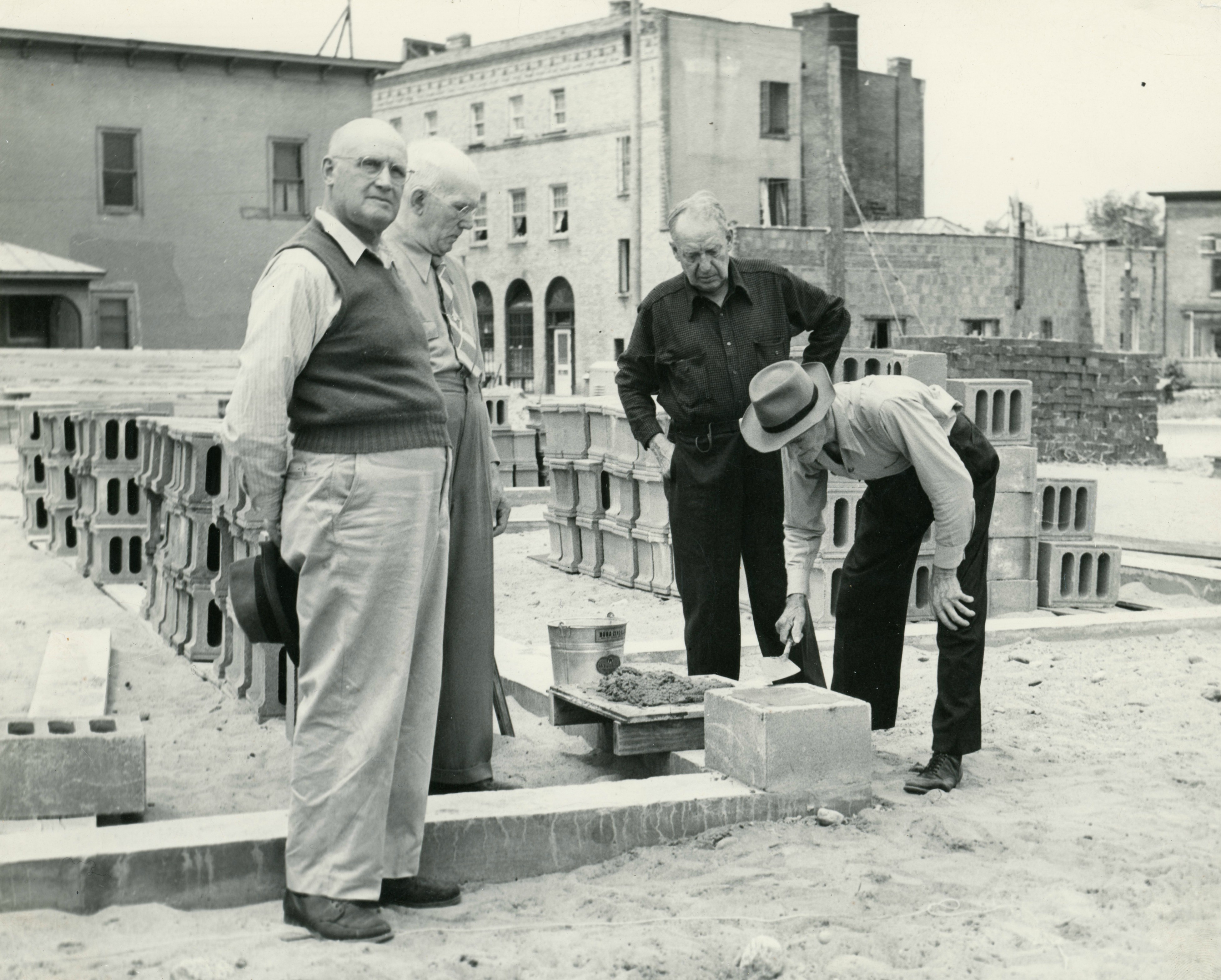 Laying the cornerstone of the fire department building in Old Forge