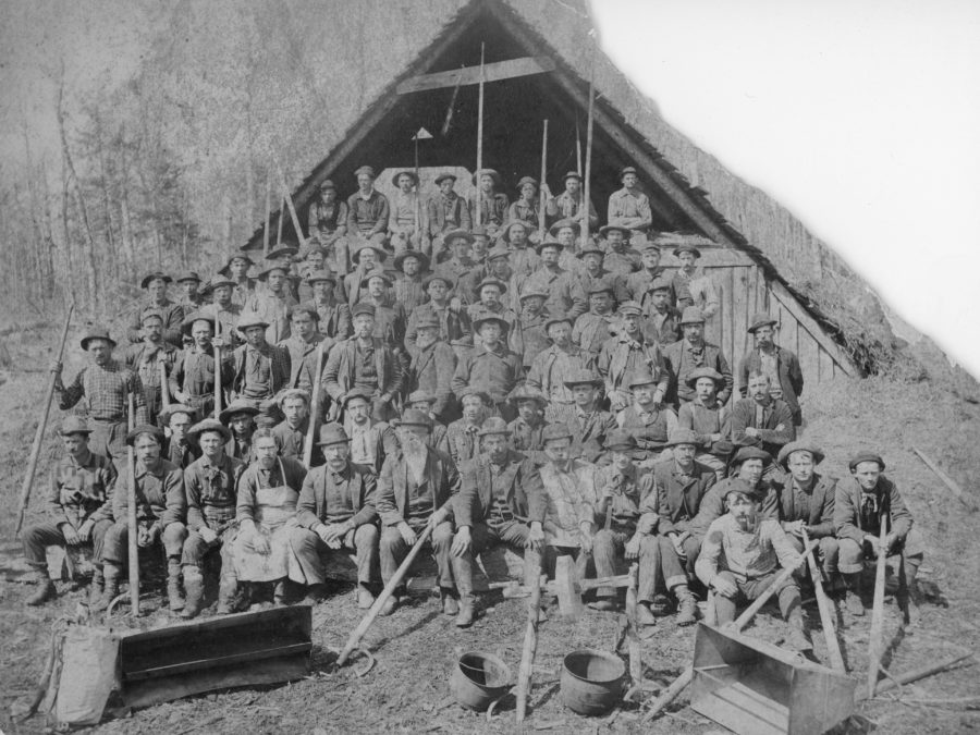 Logging families at Bert Frank lumber camp in Colton