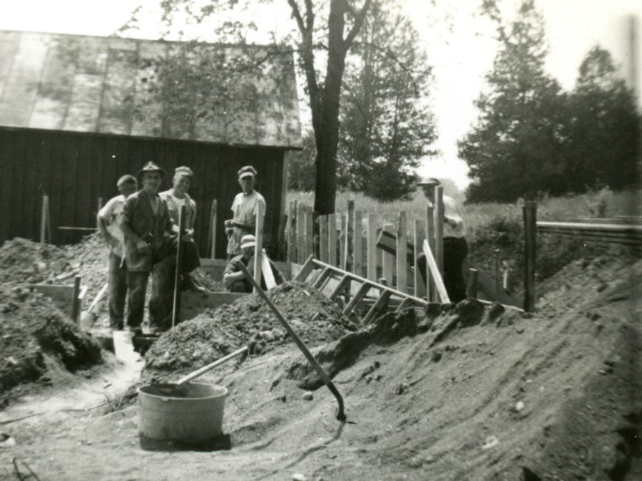 Building a trestle bridge for logging railroad in Cranberry Lake