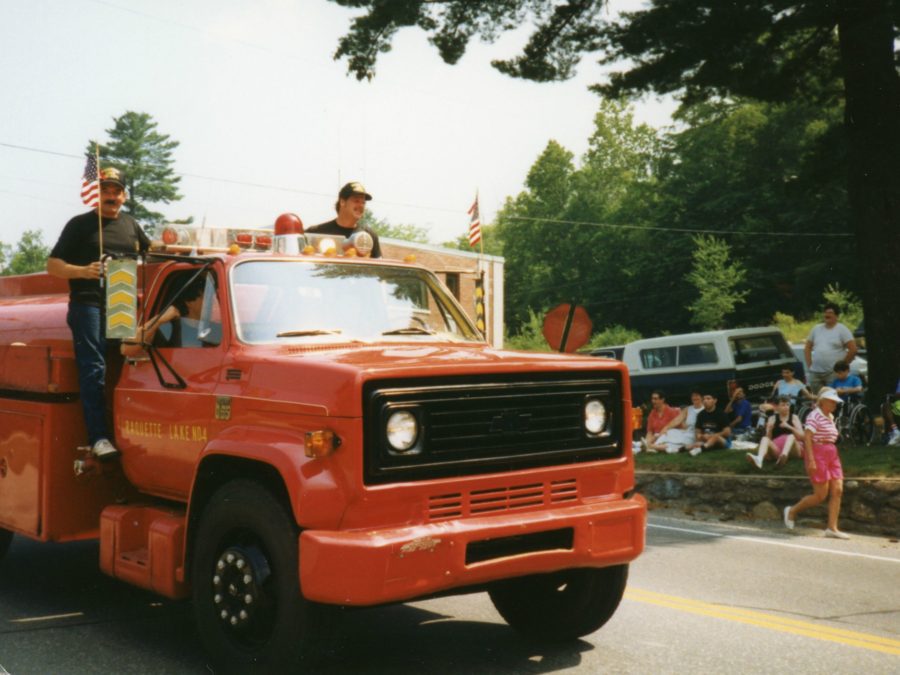 Carthage Fire Chief Richard Buckingham inspecting new ladder