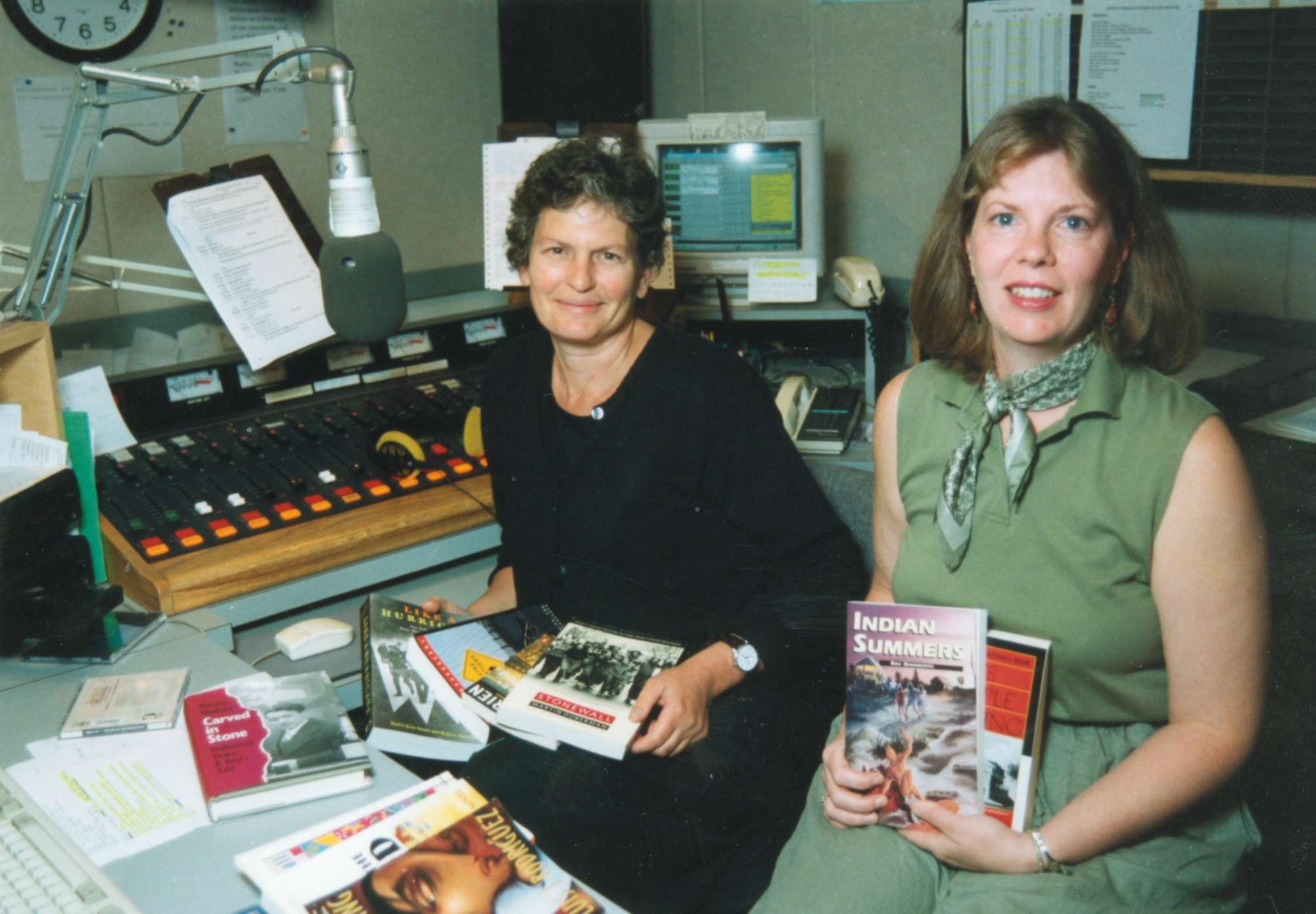 Ellen Rocco and Kelly Trombley in NCPR control room in Canton