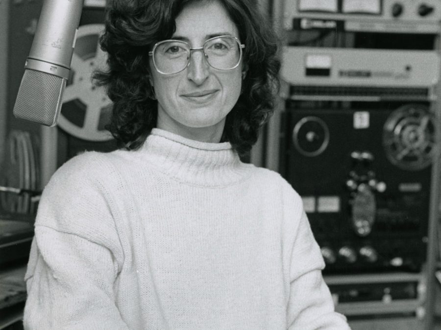 Curt Stager and Martha Foley in the record room at NCPR in Canton
