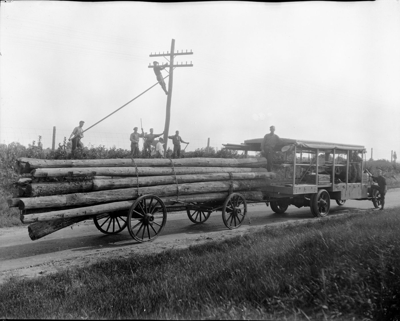 Erecting Northern New York Telephone poles in Clinton County