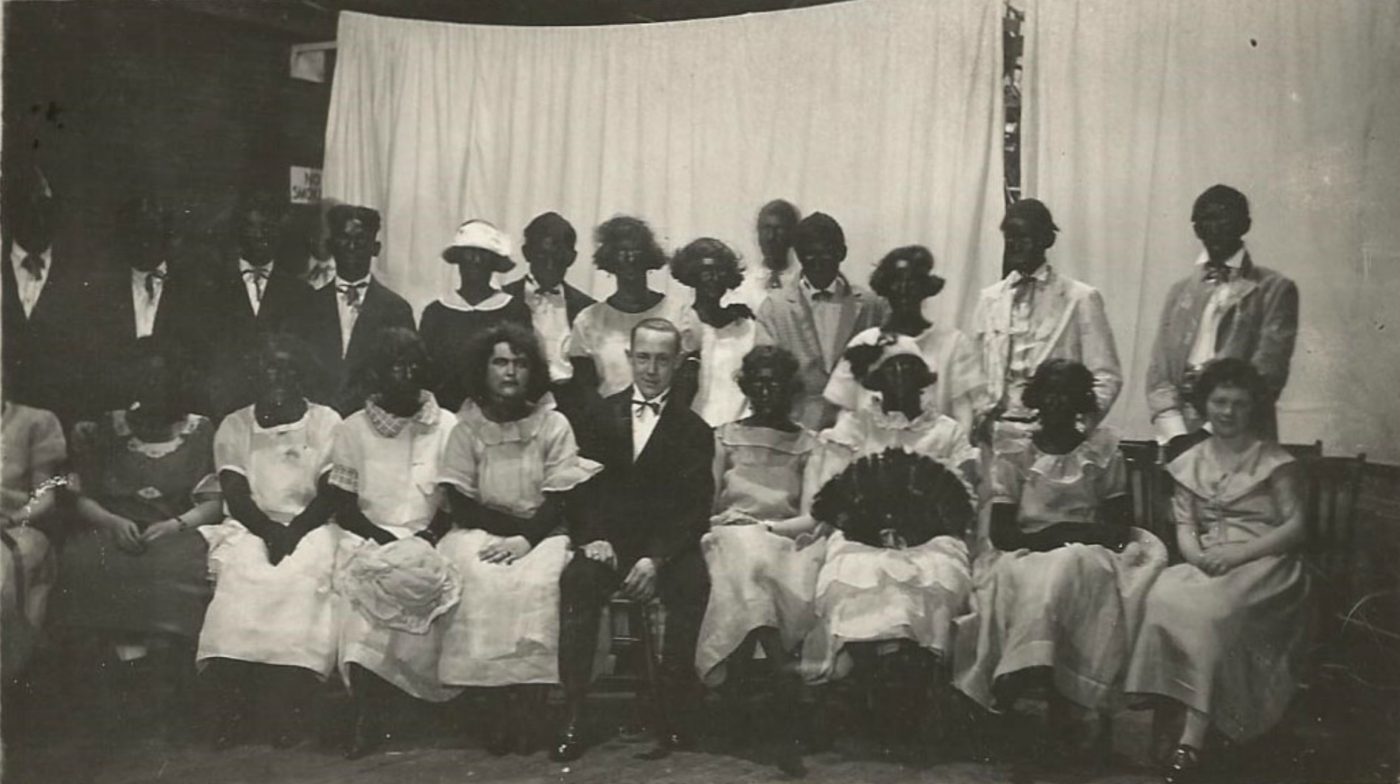 The cast of a blackface minstrel show in Newton Falls