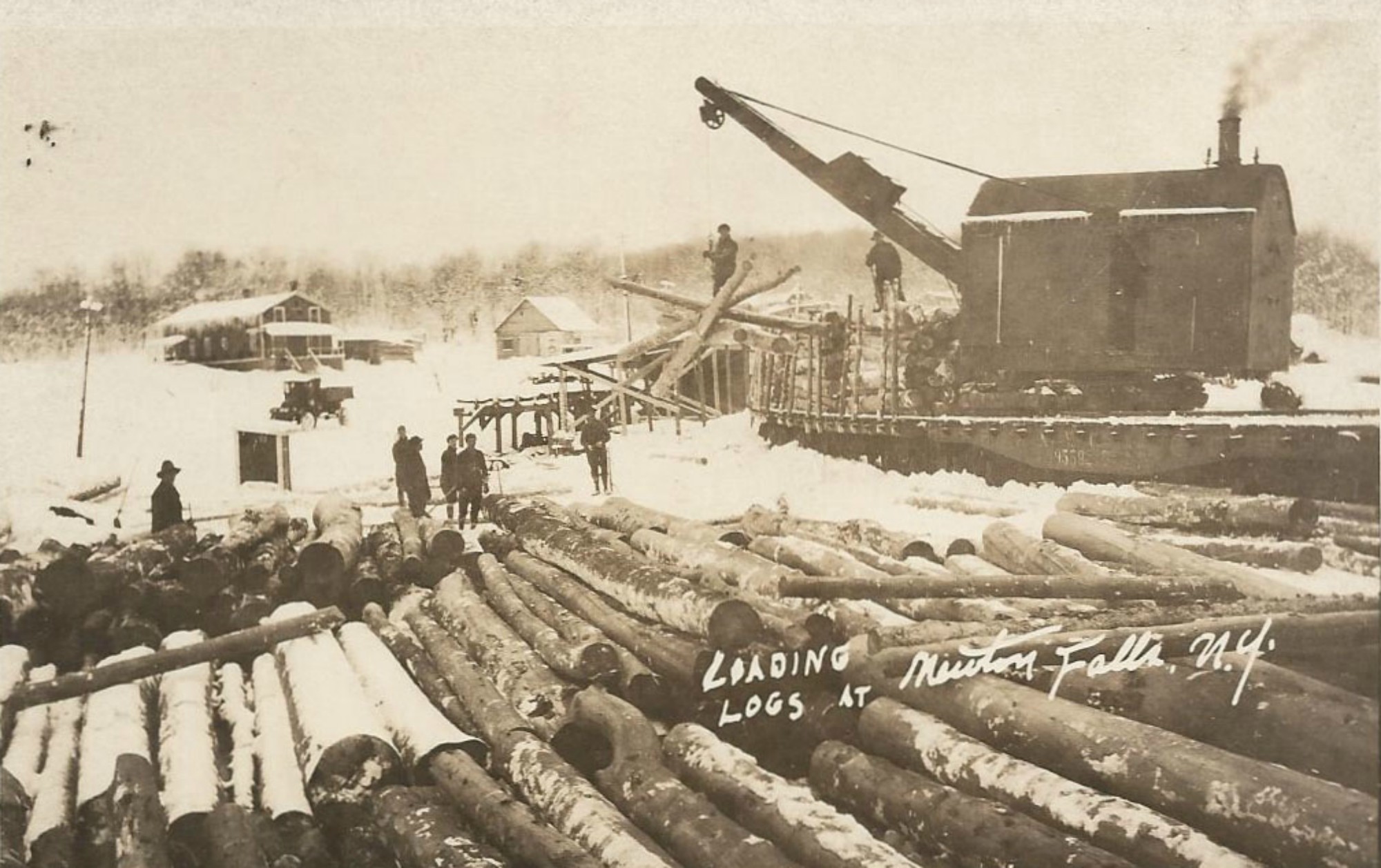 Steam loading logs in Newton Falls