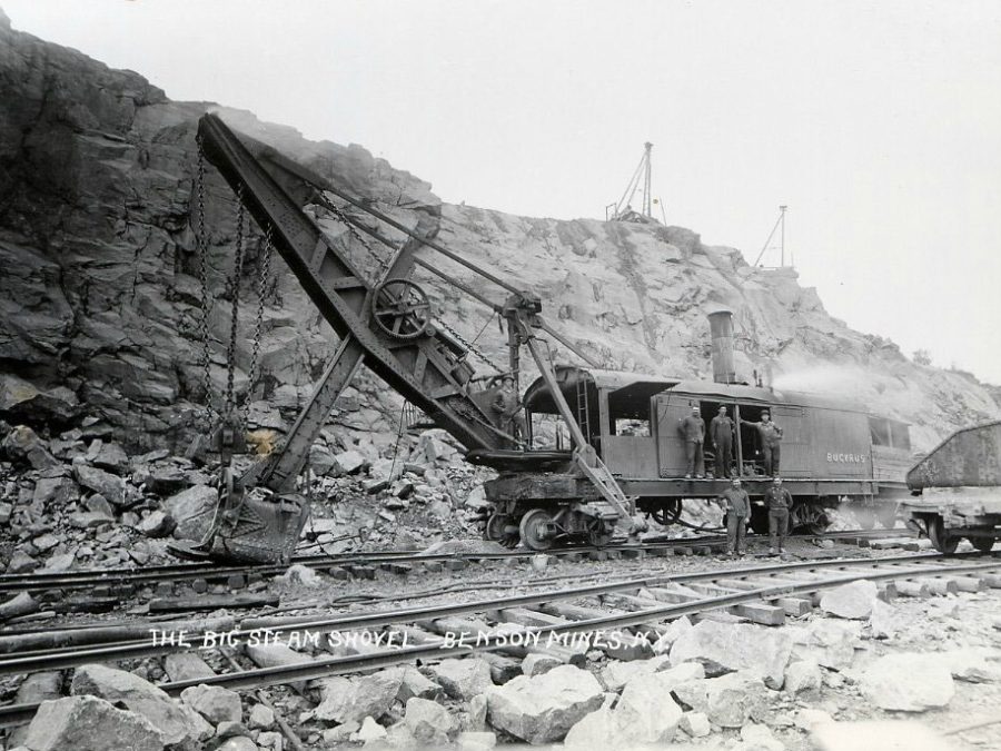 Steam shovel loads ore into ore cars at Hooper’s Mine in North River