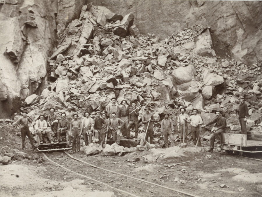 A mountain of ore in the pit at Benson Mines