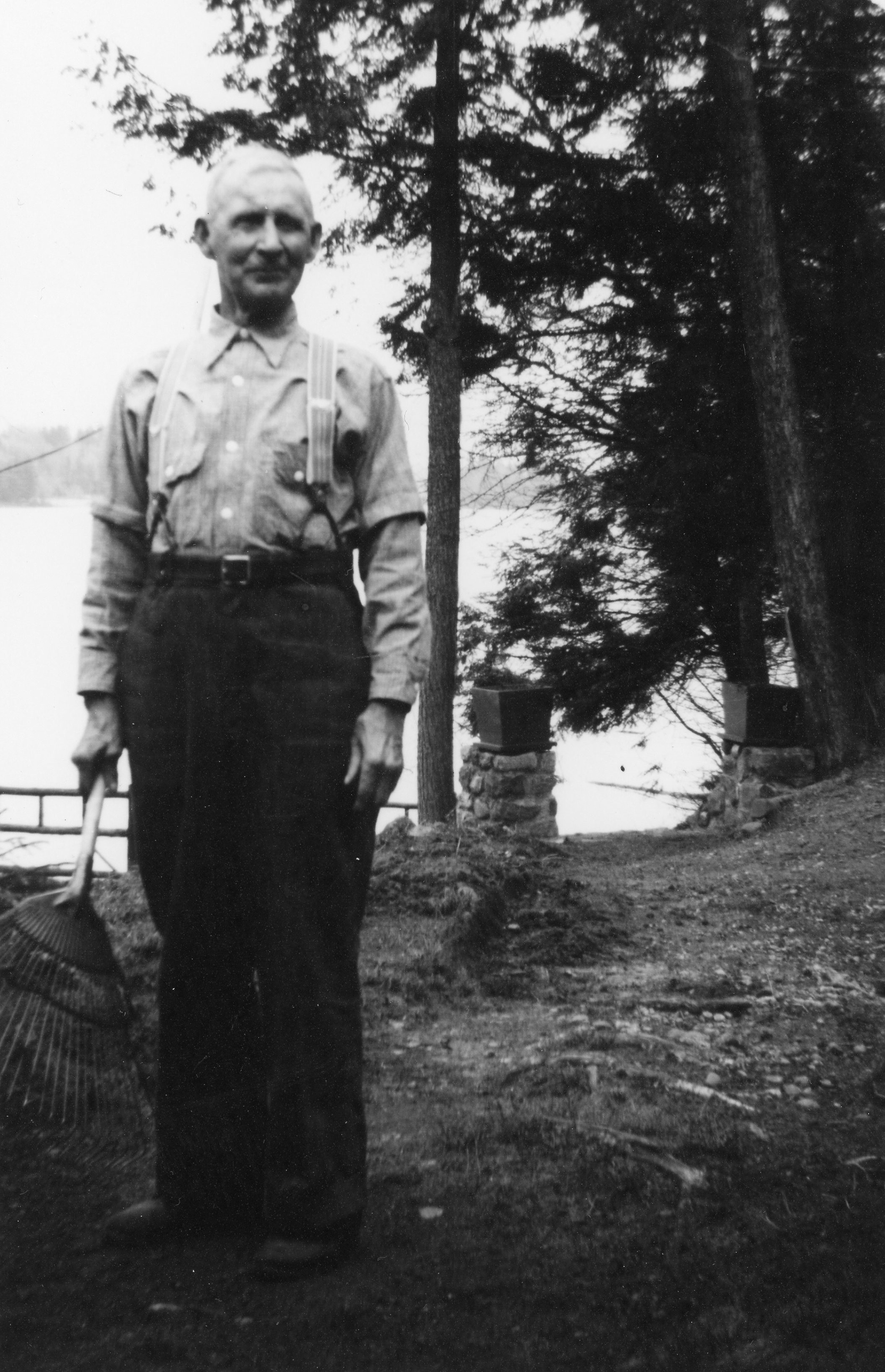 Caretaker Seth Rozon at Schimmel Camp on Rondaxe Lake near Old Forge