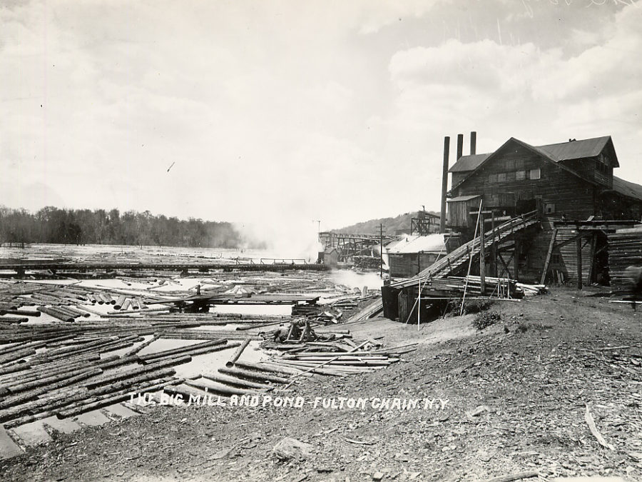 Lumber mill and mill pond in Cranberry Lake