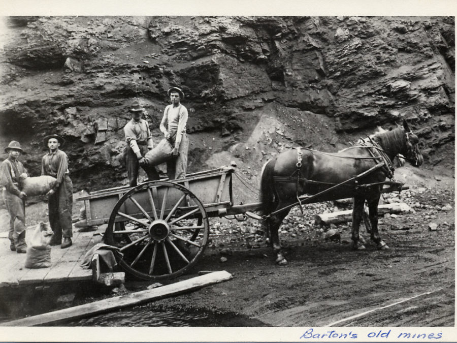 Miners at work in a shaft in Port Henry
