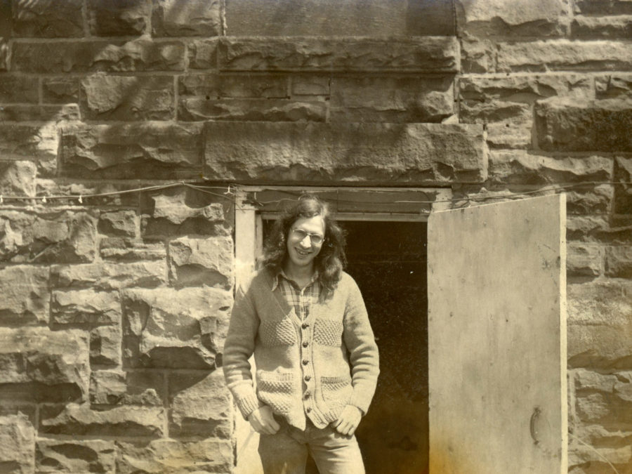 Dale Hobson with printing press