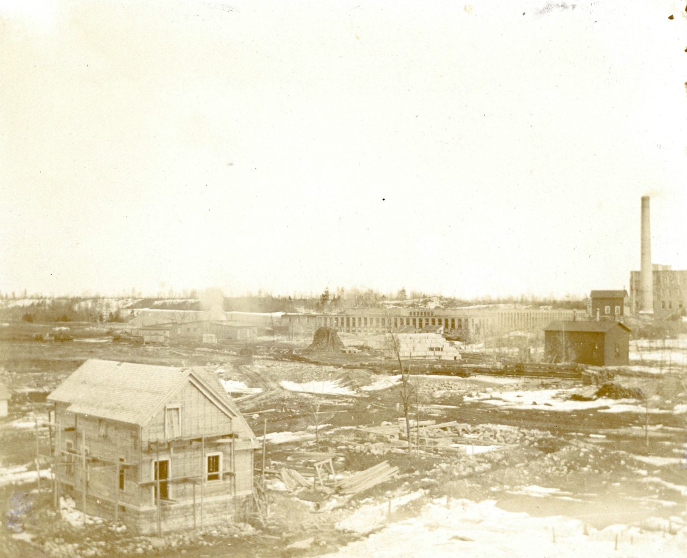 Aerial view of the St. Regis Paper Company mill in Deferiet