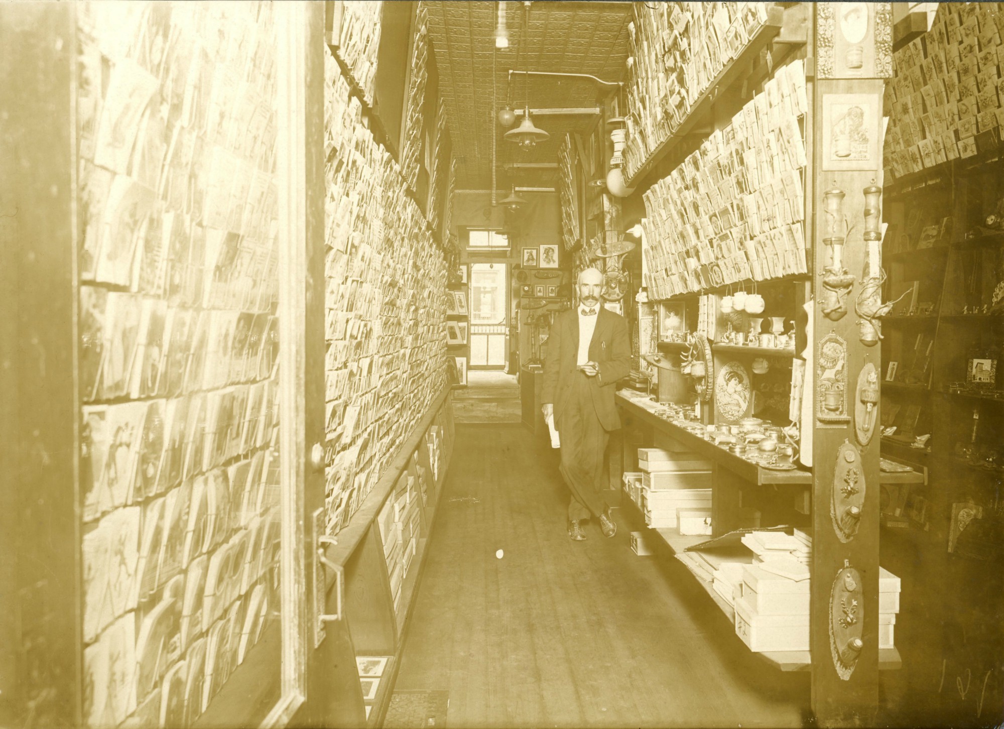 Inside a stationery and notions store in Watertown