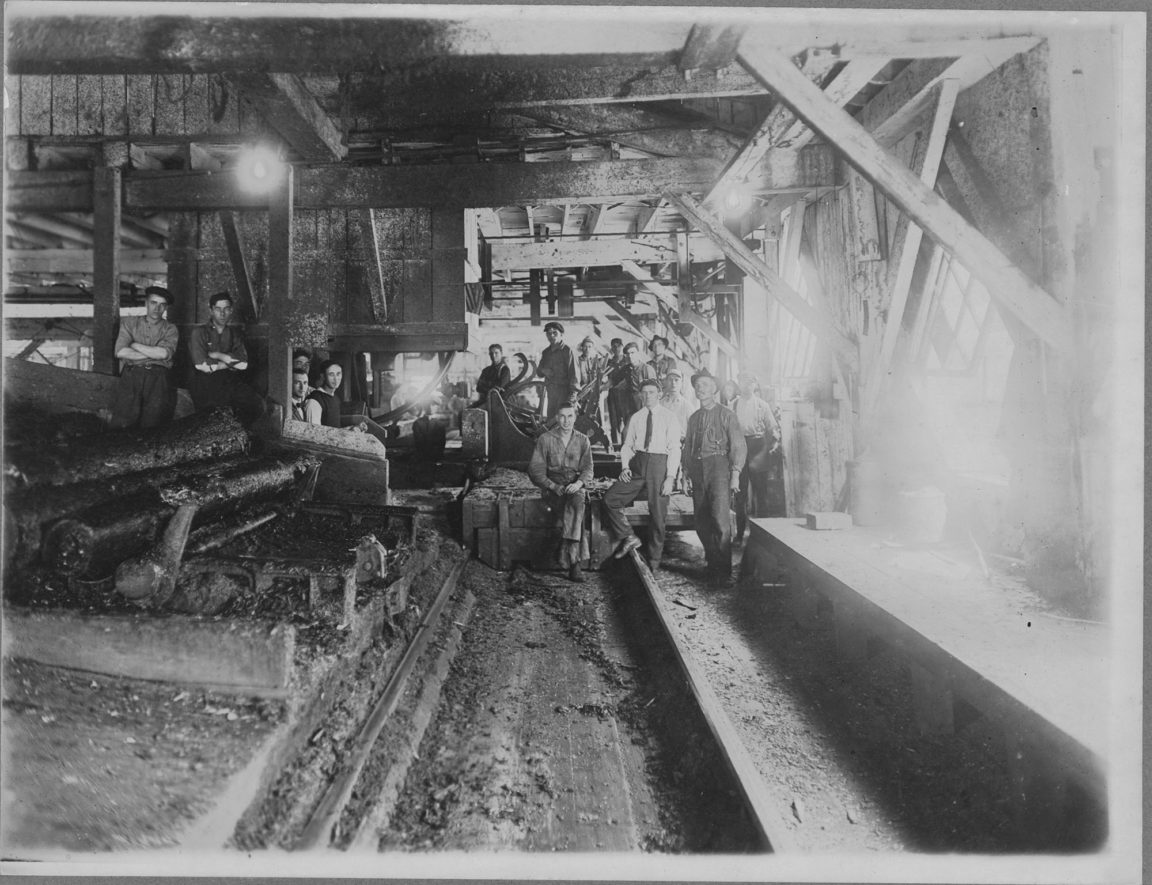 Inside the sawmill at the Santa Clara Lumber Company