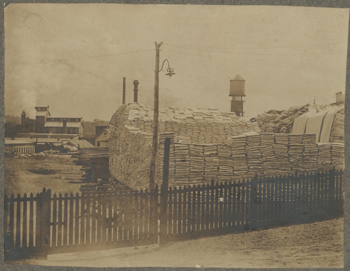 Stacks of paper outside the International Paper Mill in Piercefield