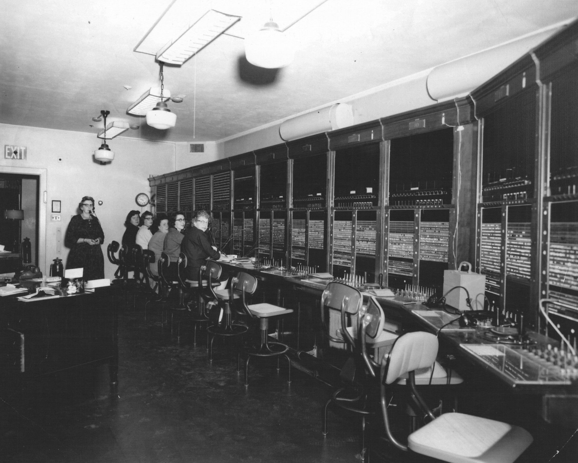 The switchboard in the telephone office in Alexandria Bay