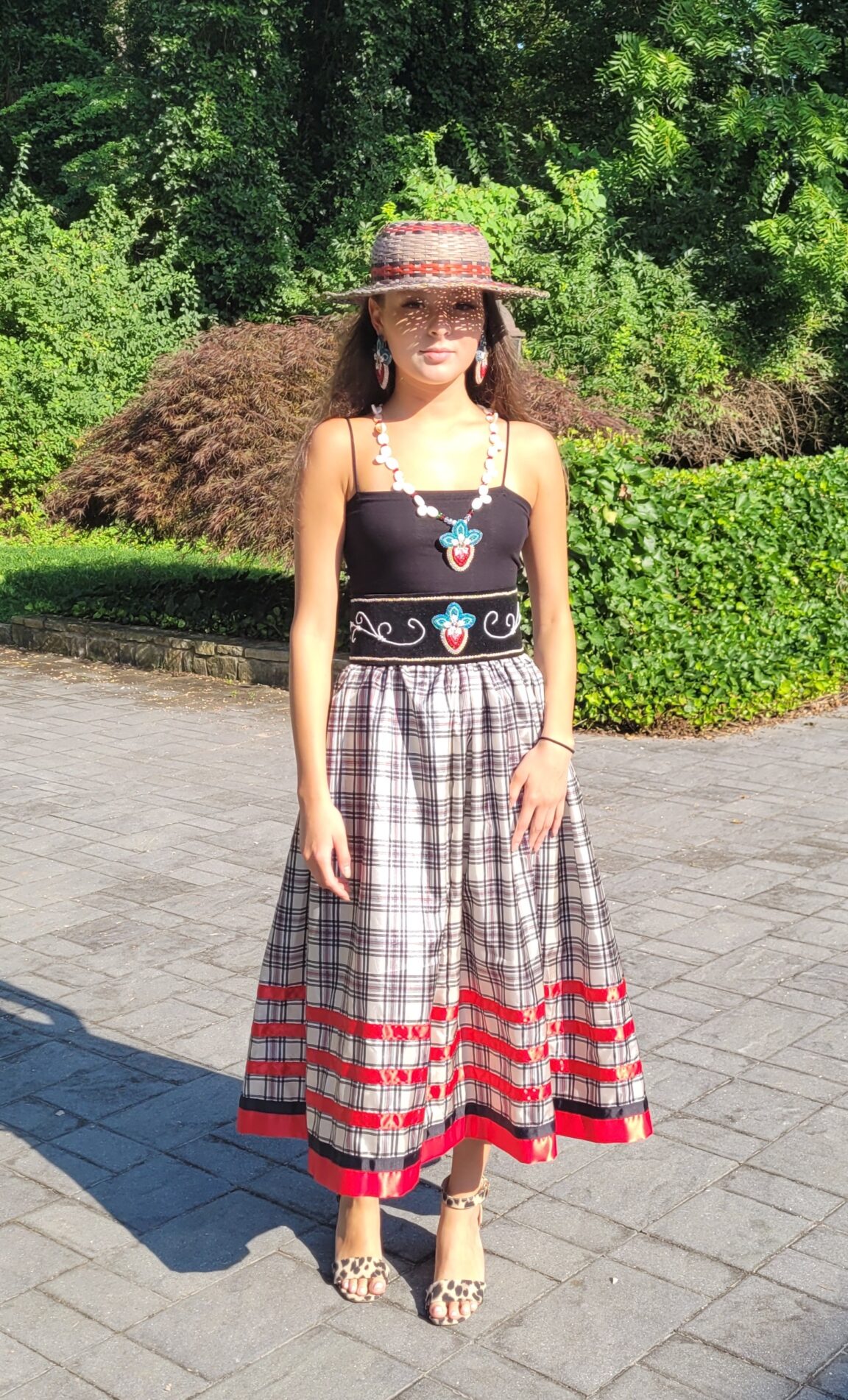 Talia Cook models Mohawk regalia in New York City